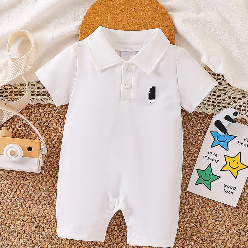 Baby Unisex White Collar Romper - Gerald Babies and Kids